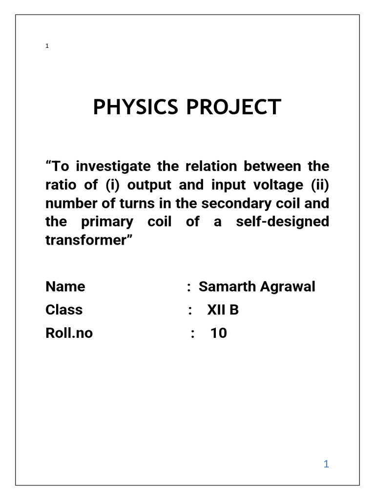 Physisc Project Class 12 | PDF | Transformer | Electromagnetic Induction