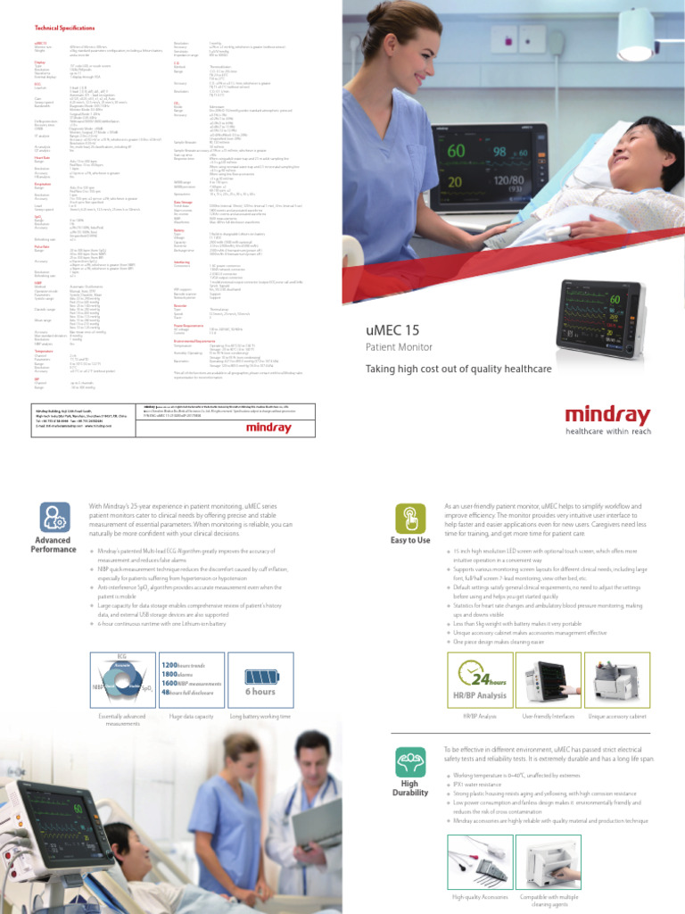 Mindray Umec 15 Patient Monitor Led | PDF | Information And Communications Technology | Electronics