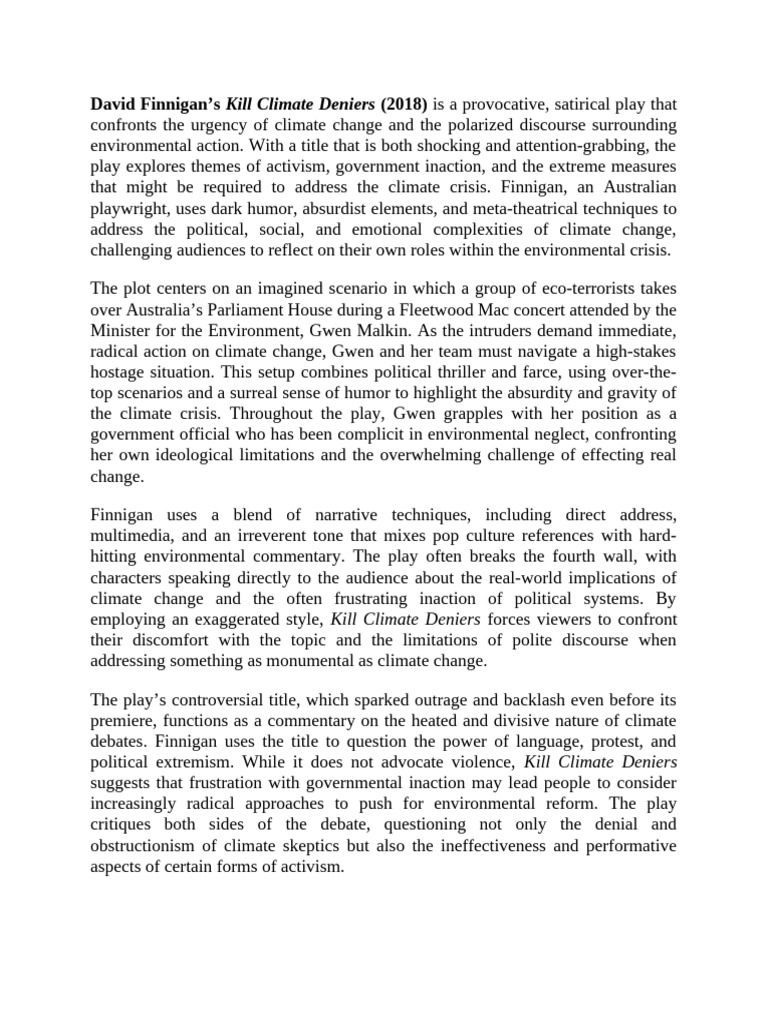 Satirical Urgency in Climate Action | PDF