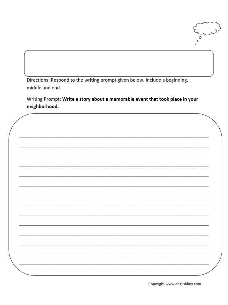 Neighborhood Narrative Writing Prompts Worksheet | PDF