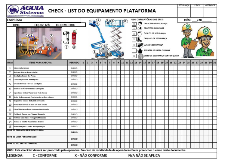 Check List PLATAFORMA MENSAL | PDF