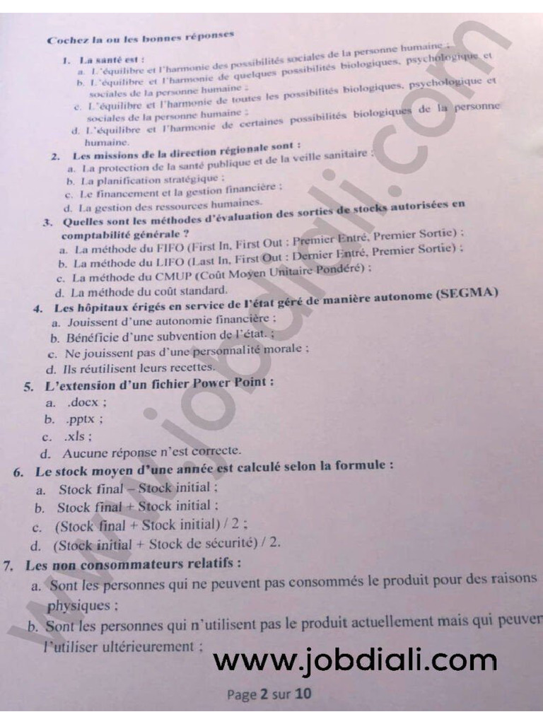 Concour Santé QCM 4 | PDF