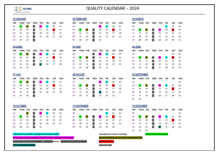 ICONS Quality Calendar 2024 | PDF | Business