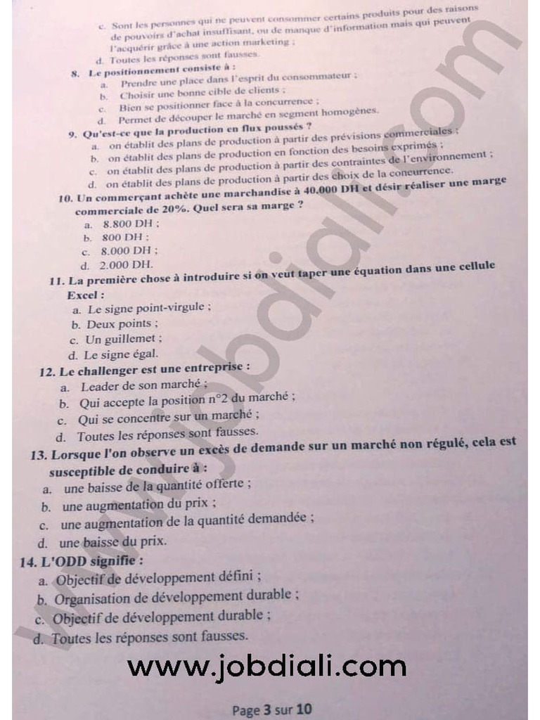 Concour Santé QCM 5 | PDF