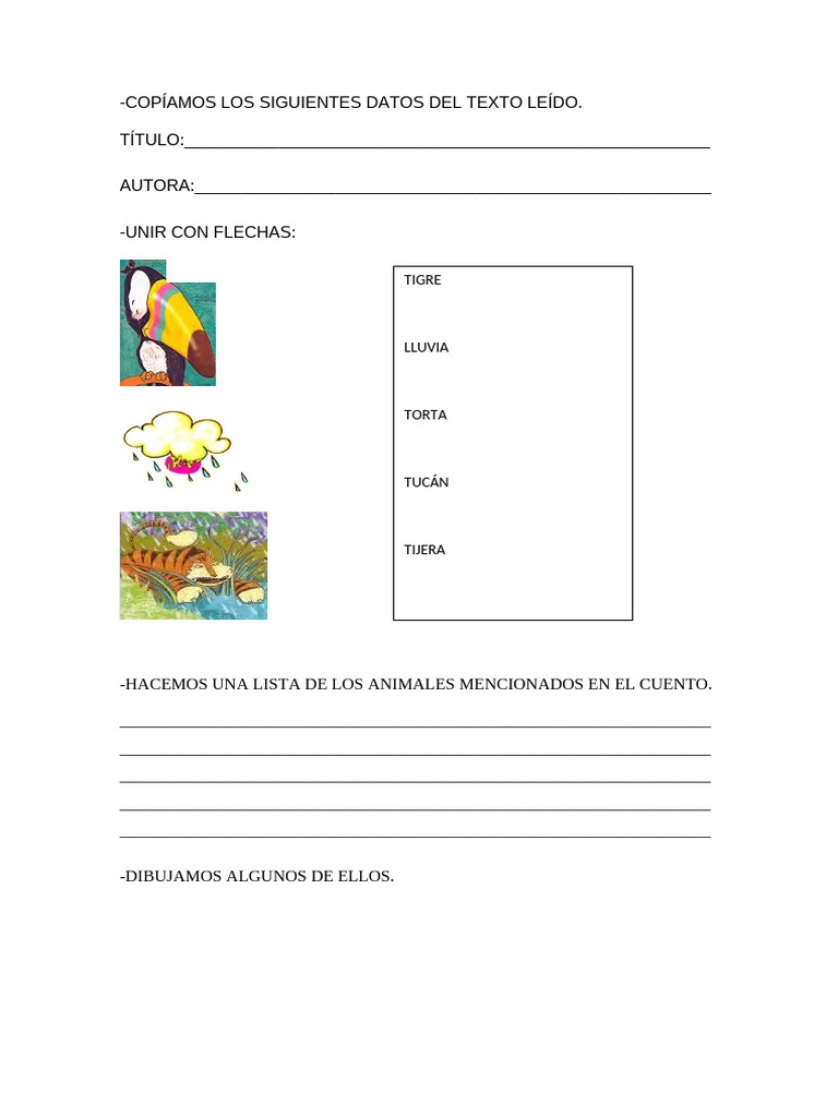 Actividades El Hipo Del Tucan | PDF