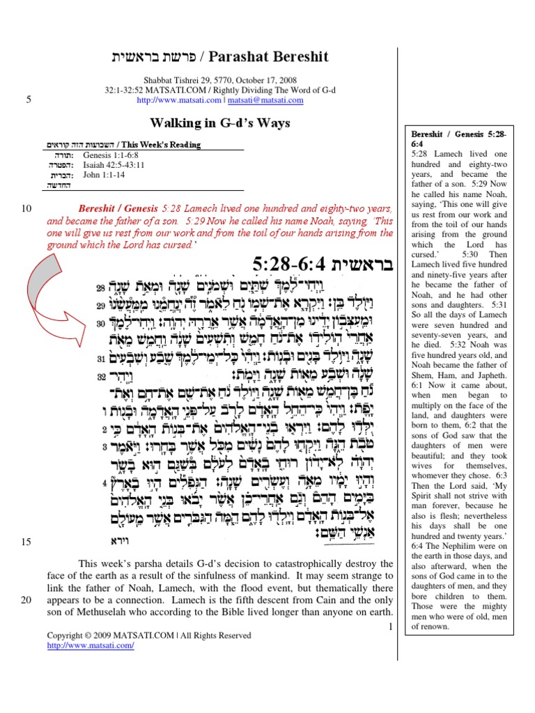 Parashat Bereshit - 2009-2010 | PDF | Bereshit (Parsha) | Noah