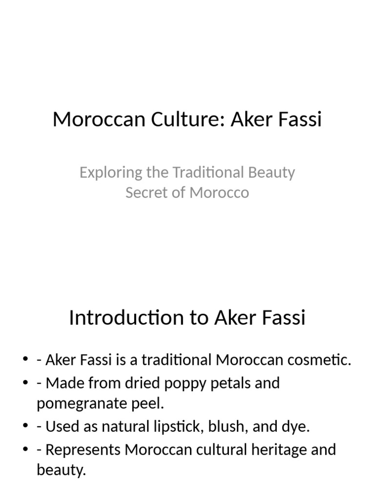 Aker Fassi Moroccan Culture | PDF