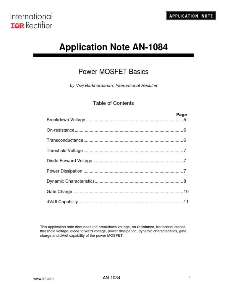 An-1084 Power MOSFET Basics | PDF | Science & Mathematics