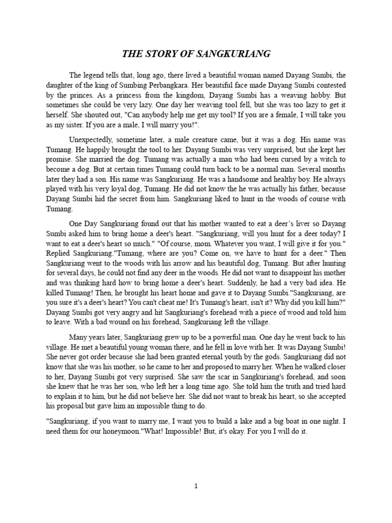 The Story of Sangkuriang | PDF | Traditional Stories