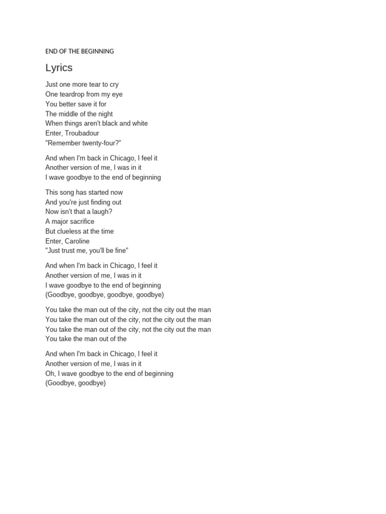 End of The Beginning | PDF | Poetry