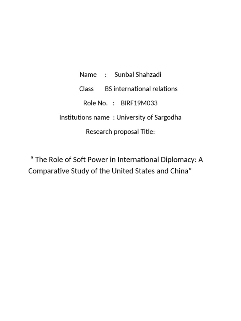 BIRF19M033 'The Role of Soft Power in International Diplomacy | PDF | Soft Power | International ...