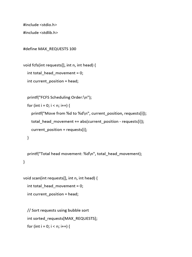 Disk Scheduling Algo Fcfs And Scan Pdf Computer Programming Computing 7083