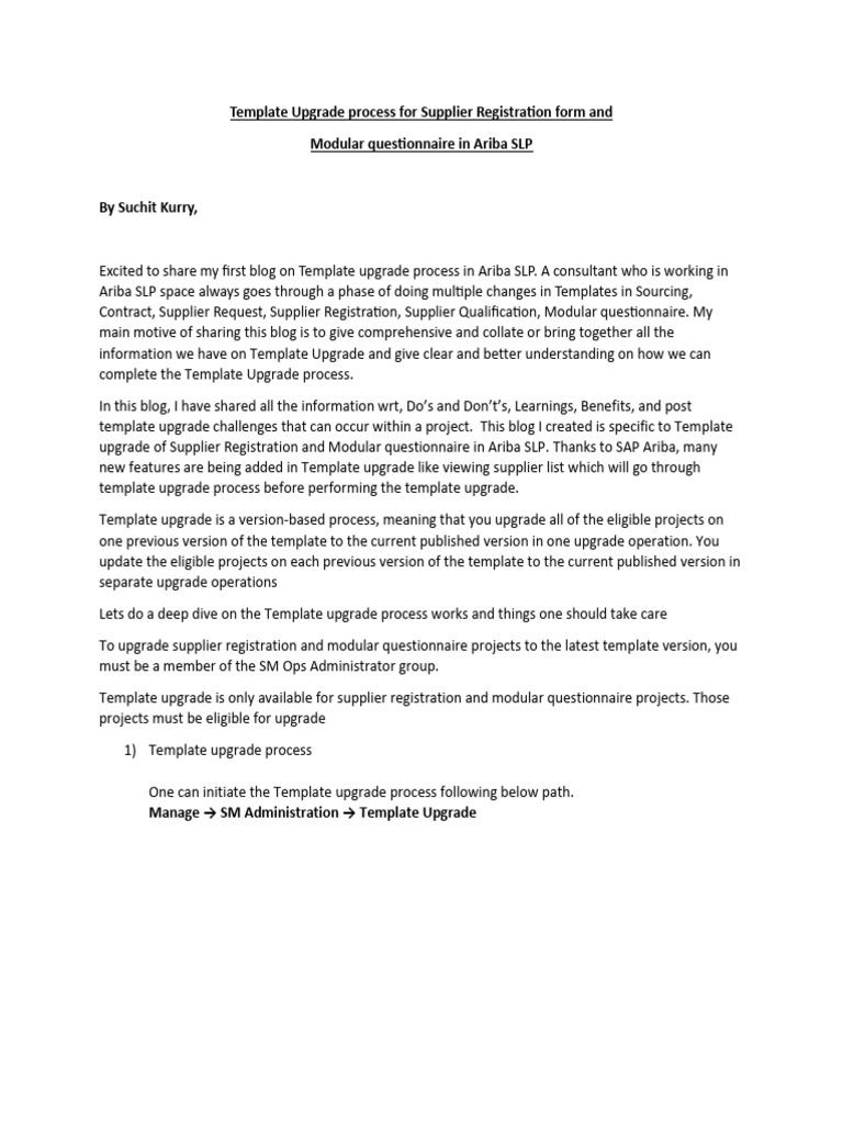 Detail Process Document For Template Upgrade-2 | PDF | Computing | Software