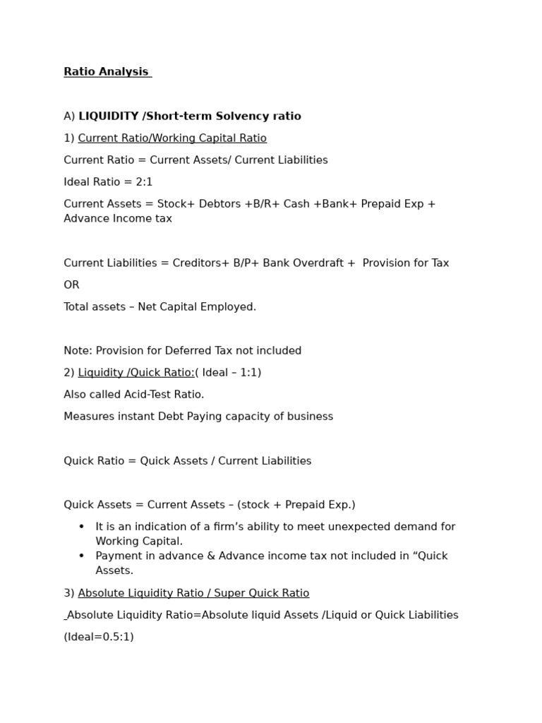 Ratio Analysis | PDF