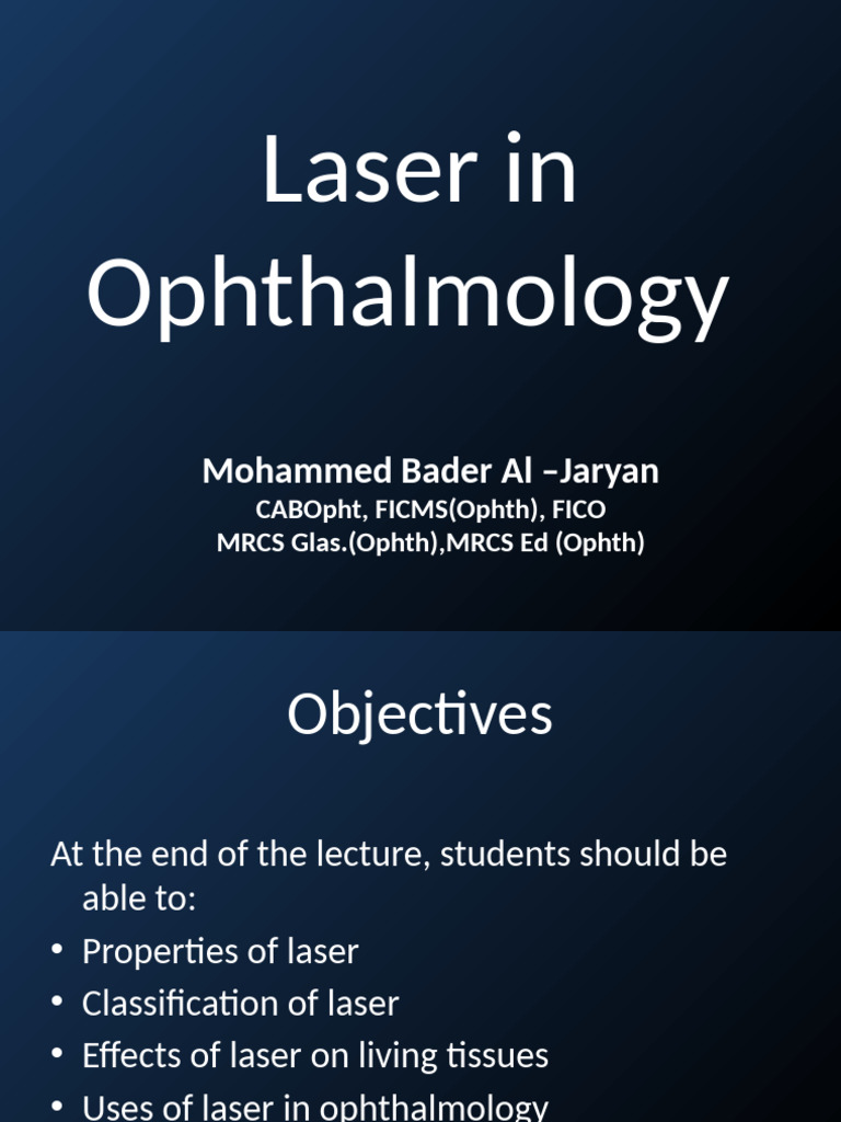 Lasers in Ophthalmology | PDF | Laser | Glaucoma