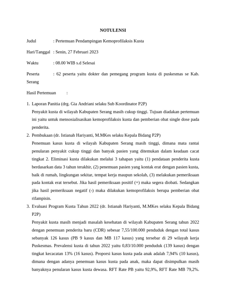 Notulensi Kegiatan TB | PDF