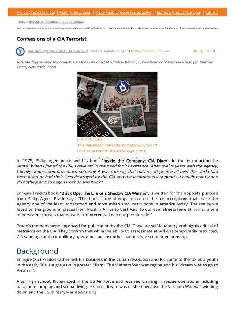 Confessions of A CIA Terrorist Al Mayadeen Engli | PDF | Contras ...