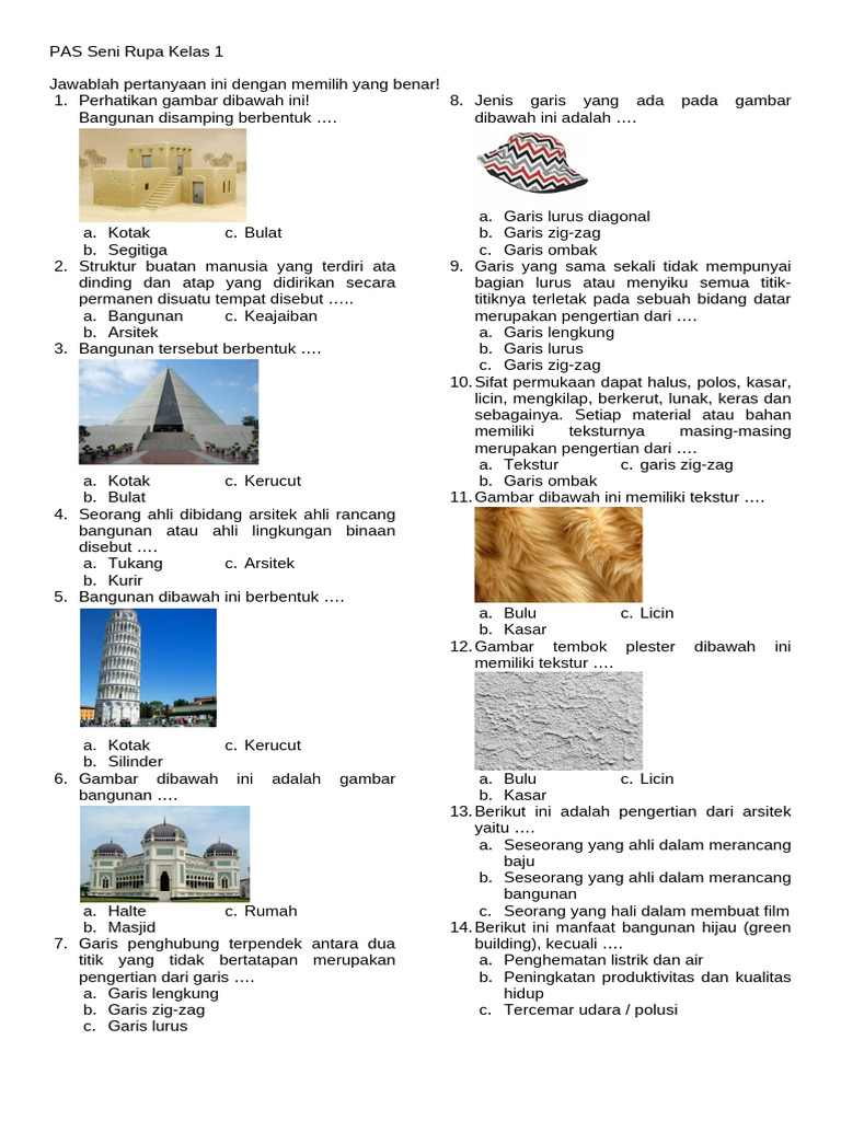 PAS Seni Rupa Kelas 1 S2 | PDF