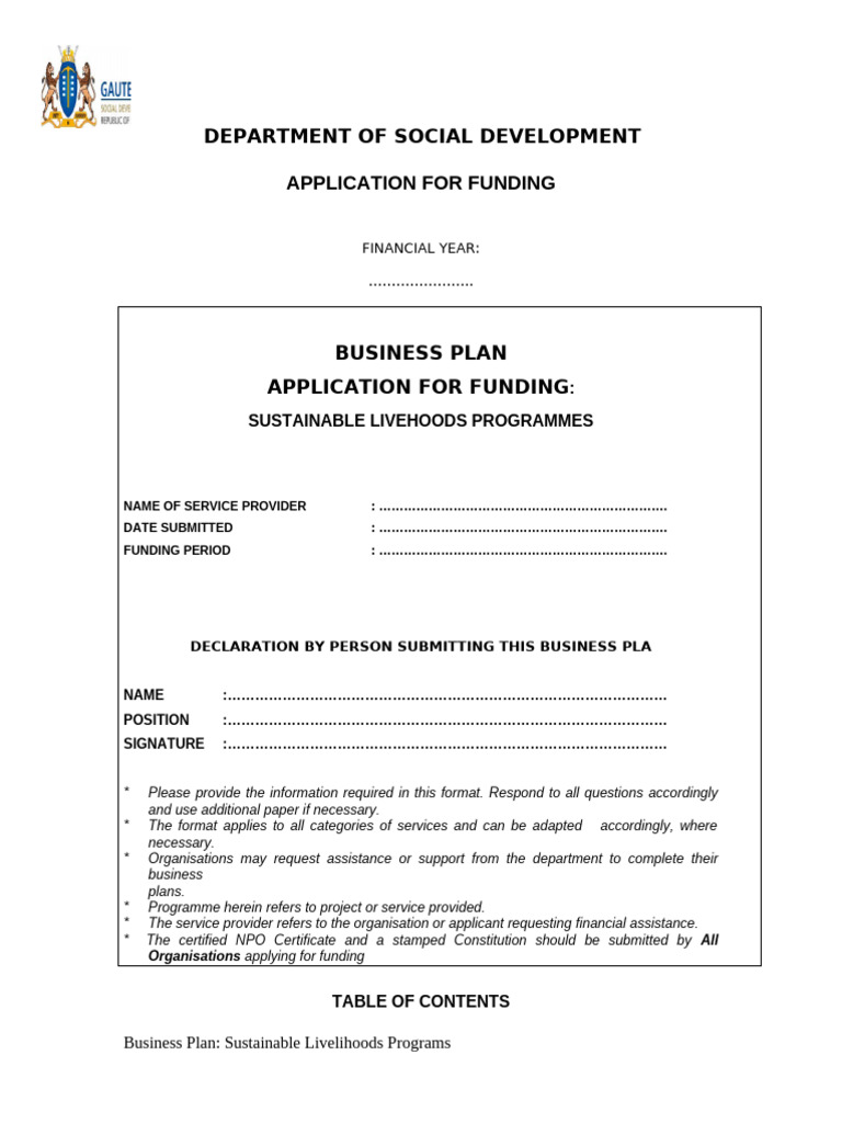 Sustainable Livelihoods Funding Application | PDF | Banks | Liability ...
