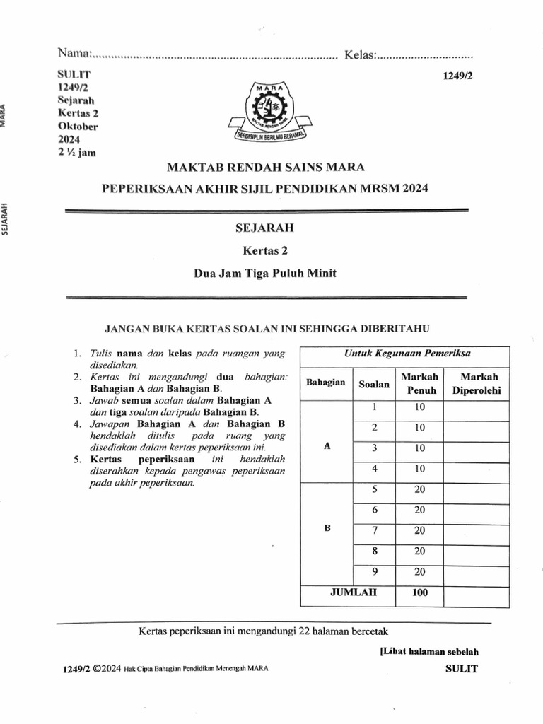 2.2024 K2 Soalan (MRSM) | PDF