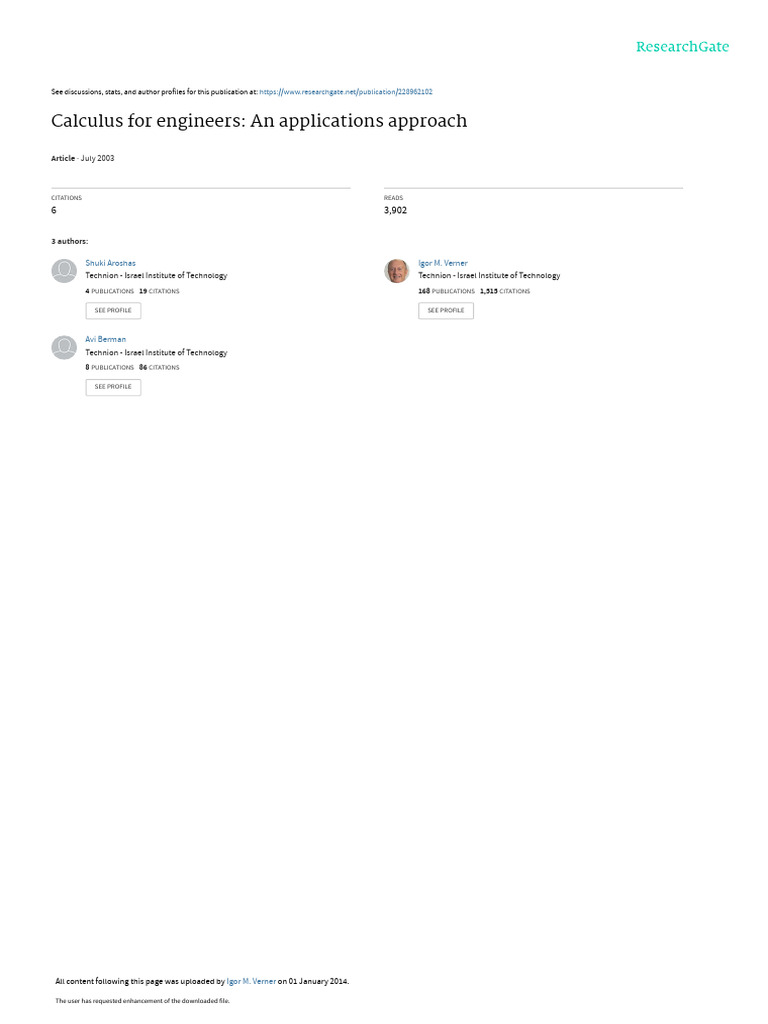 Calculus For Engineers An Applications Approach | PDF | Learning ...