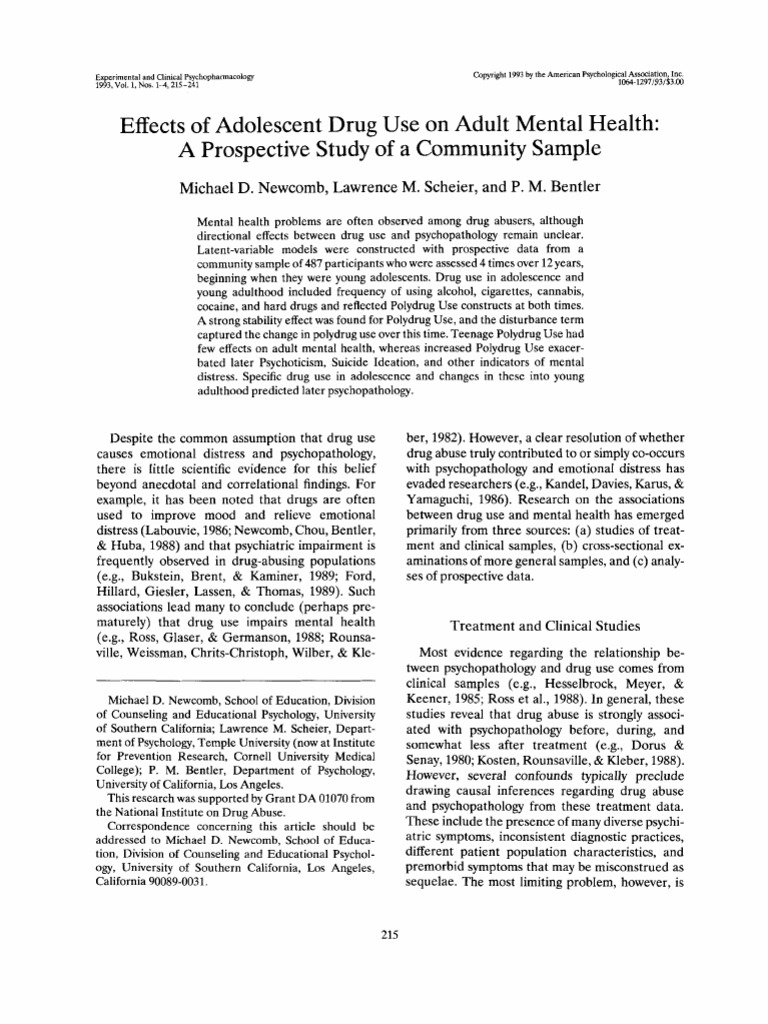 Effects of Adolescent Drug Use On Adult Mental Health | PDF | Substance ...