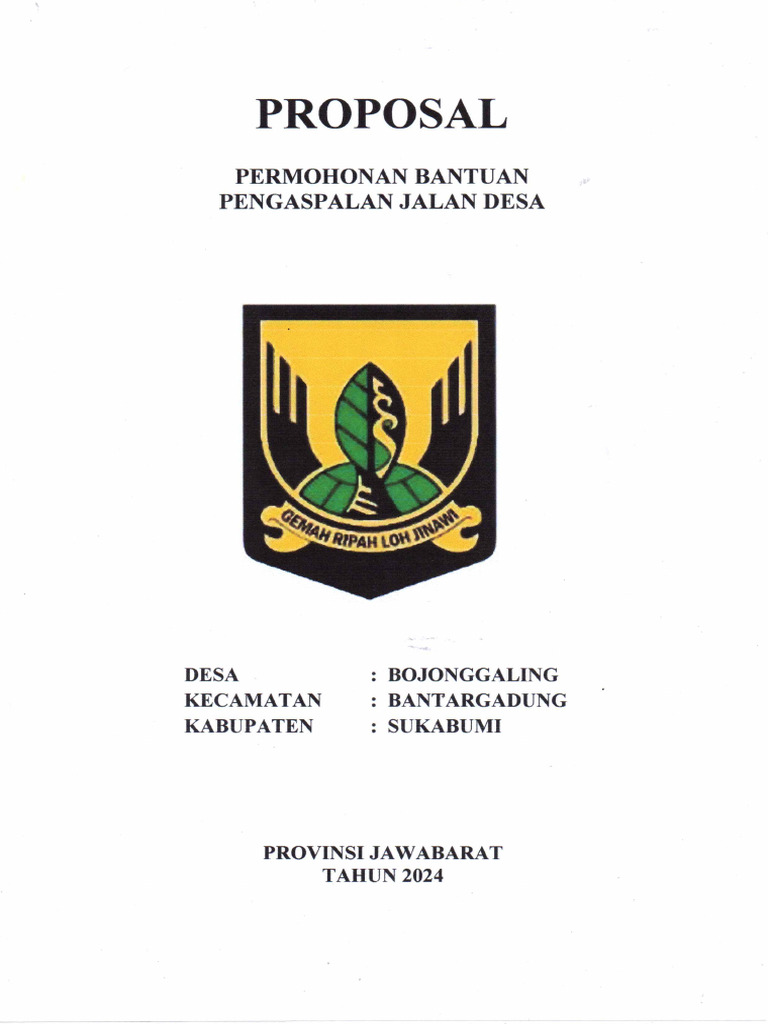 Proposal Pengaspalan Jalan Desa Bojonggaling | PDF