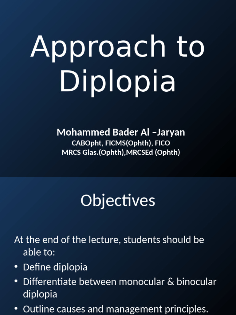 Diplopia Approach | PDF | Nervous System | Medical Specialties