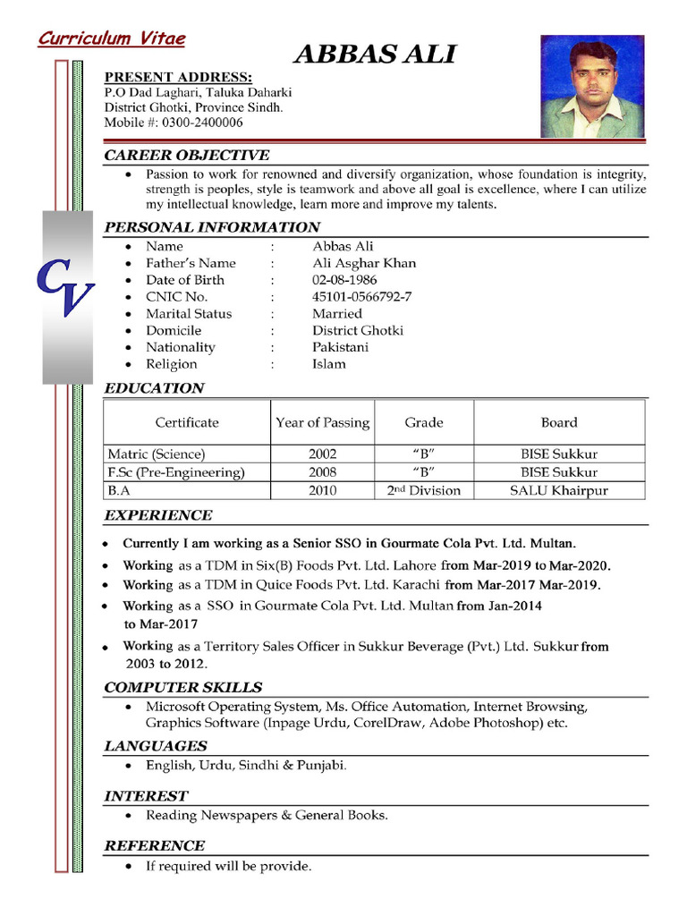 Abbas Ali CV 02 | PDF