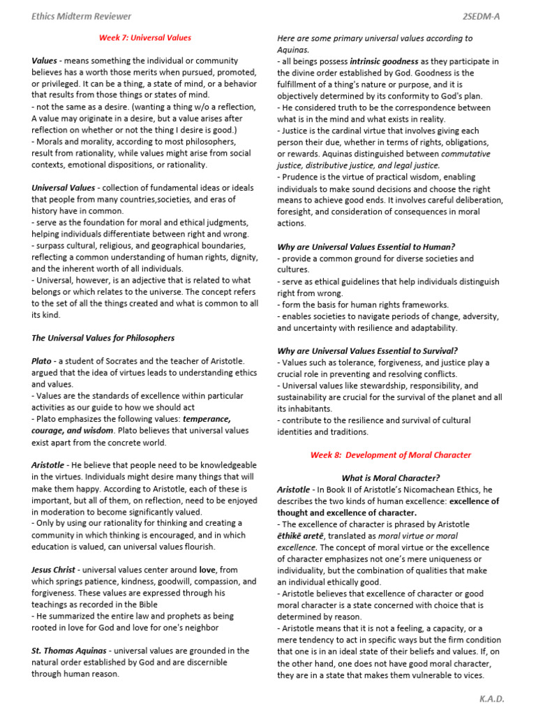 Universal Values and Moral Character Guide | PDF | Morality | Crime ...