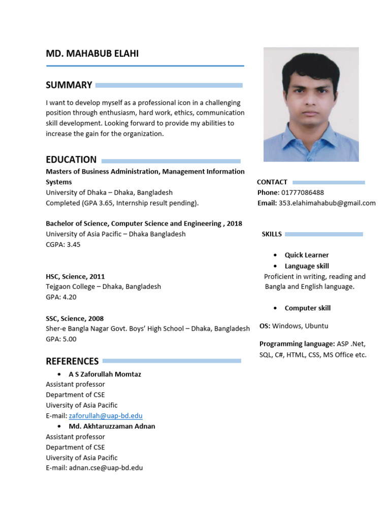 CV of Mahabub | PDF