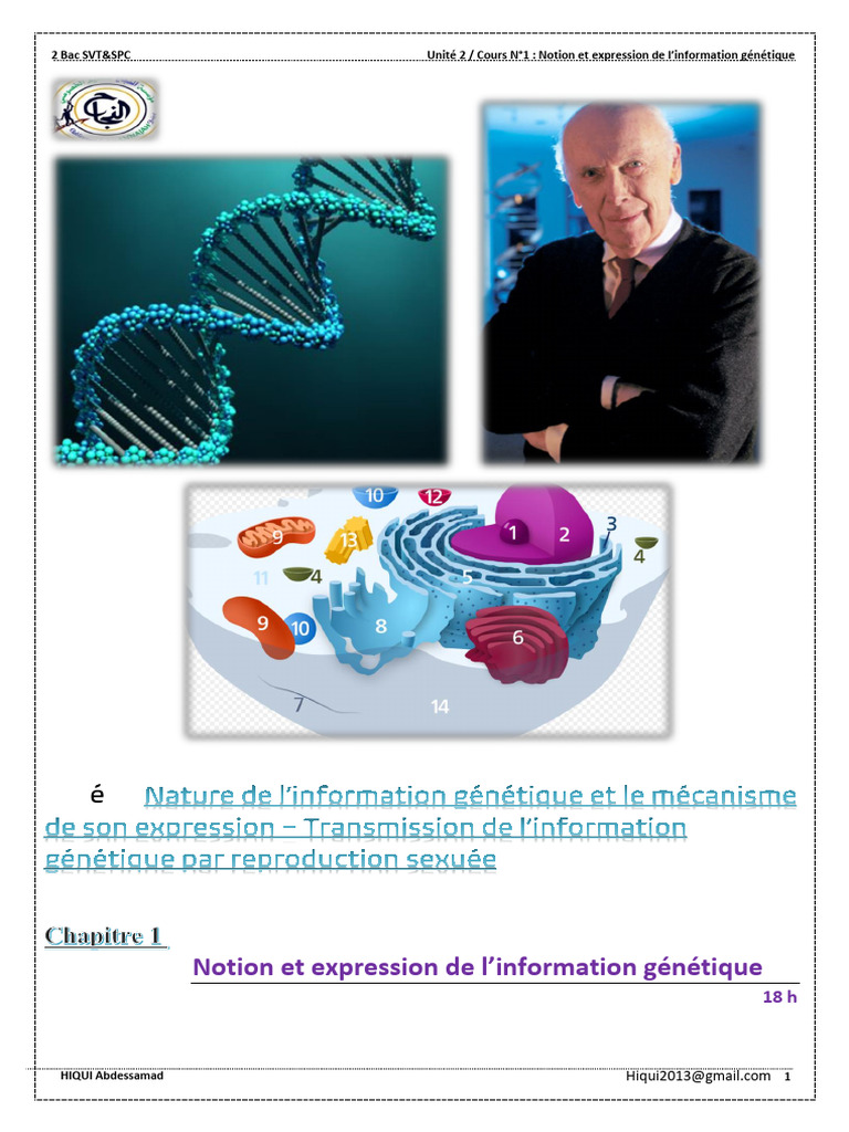 Unite2 - Cours1 - Nature Et Expression de L'information Genetique-Cours ...