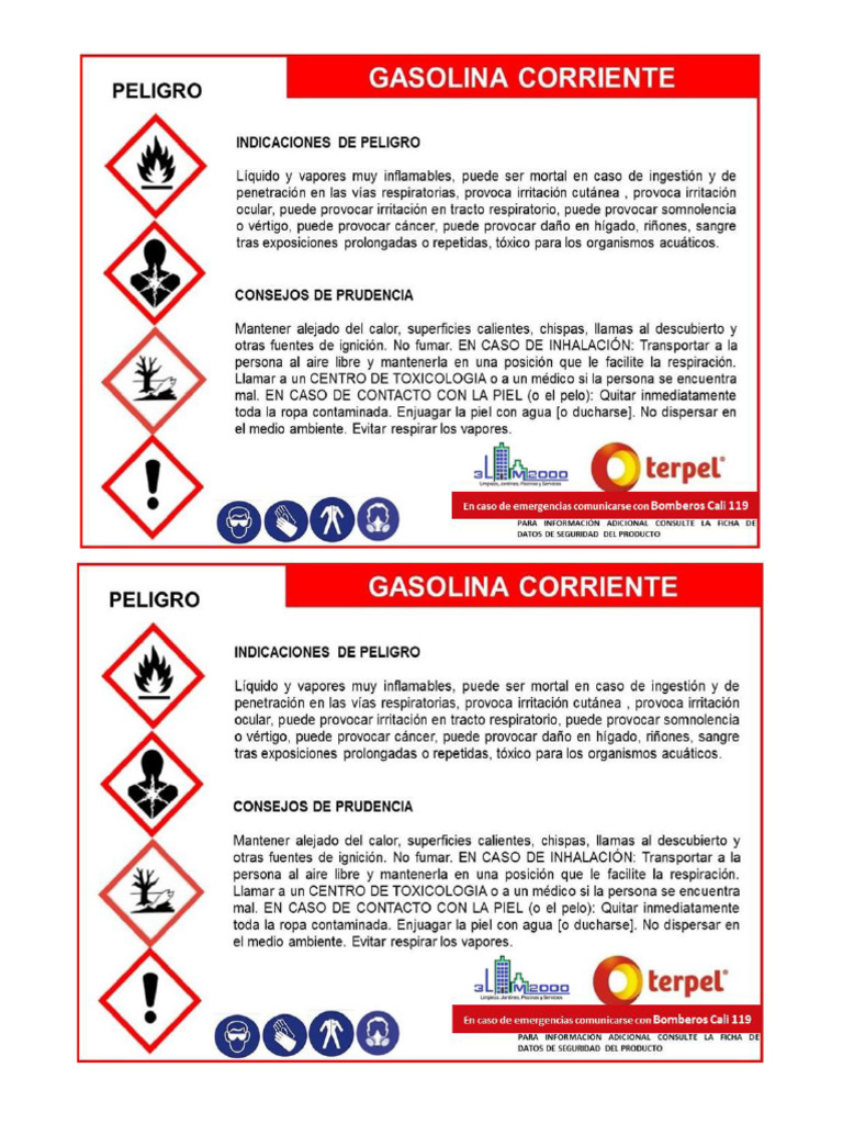 Etiqueta Gasolina 3LIM2000 SAS | PDF