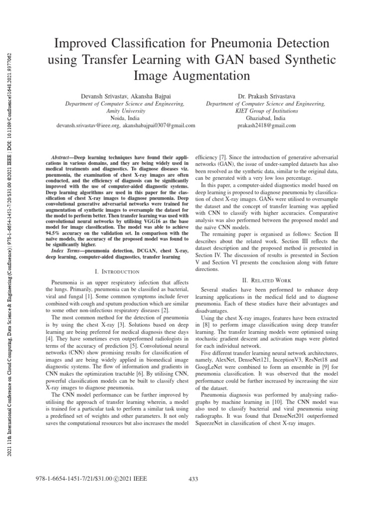 Improved Classification For Pneumonia Detection Using Transfer Learning ...