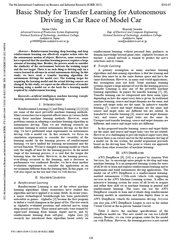 Basic Study For Transfer Learning For Autonomous Driving in Car Race of ...