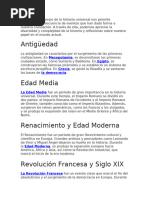 Edades de la Historia: Resumen y Características | PDF | Historia antigua