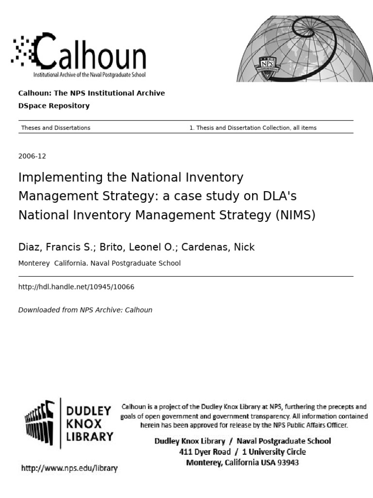 Implementing The National Inventory Management Strategy: A Case Study ...