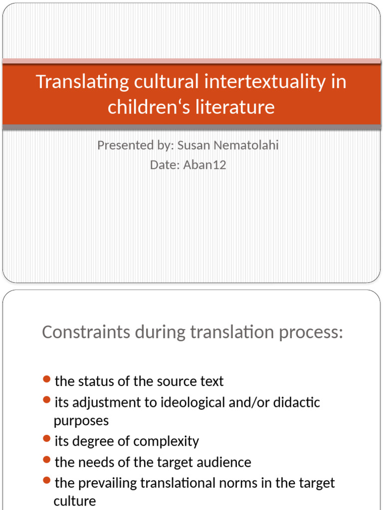 Translating Cultural Intertextuality in Children S Literature | PDF ...