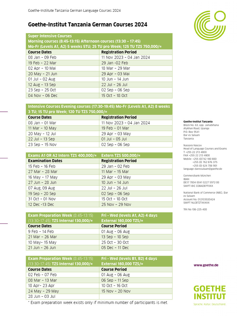 German Courses 2024 Colored | PDF
