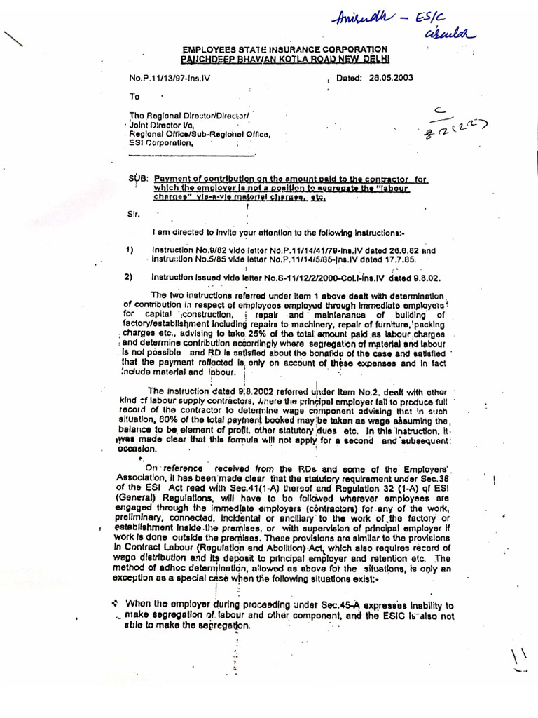 Esic Circular 25% | PDF