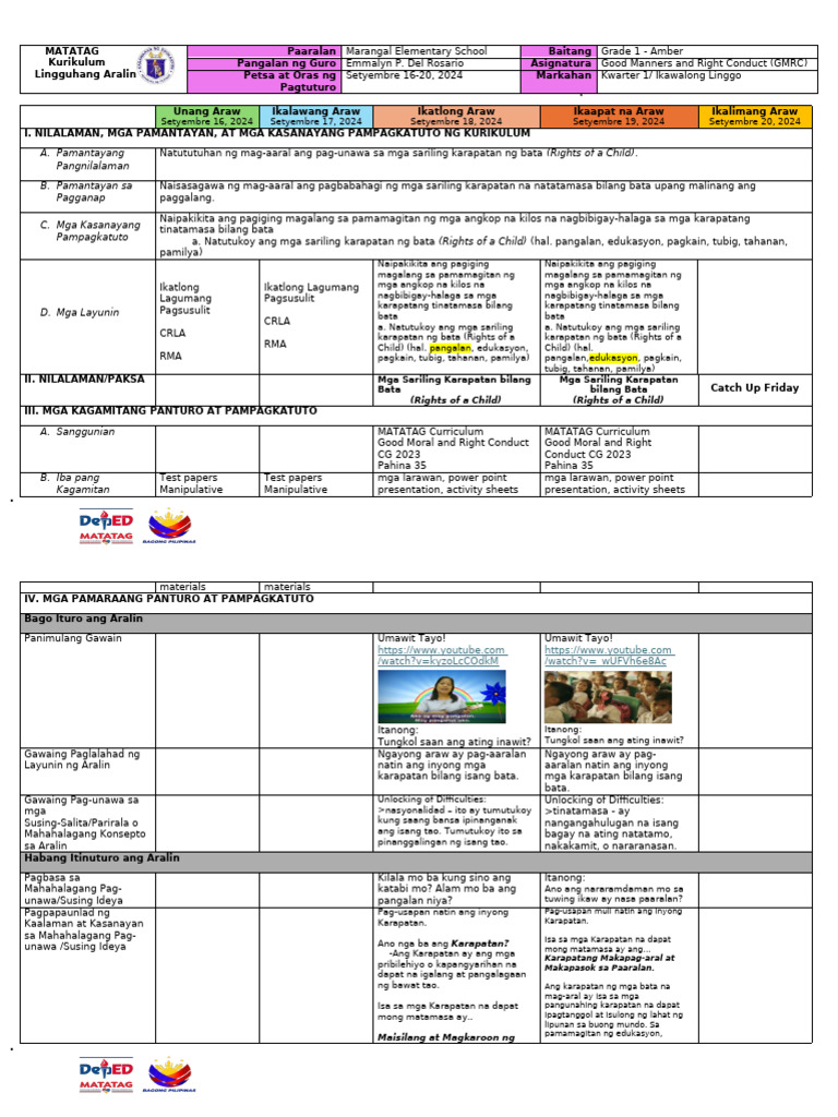 DLL Week 8 GMRC1 | PDF