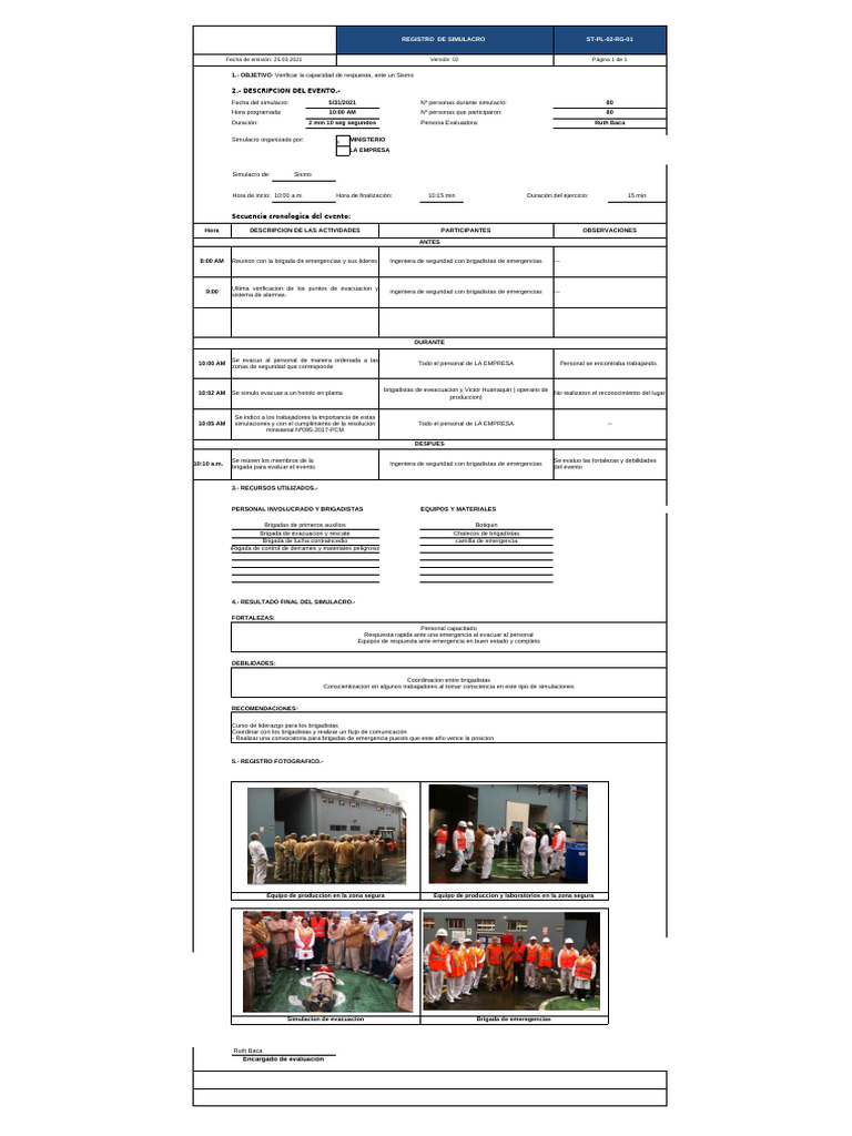 Informe de Simulacro | PDF