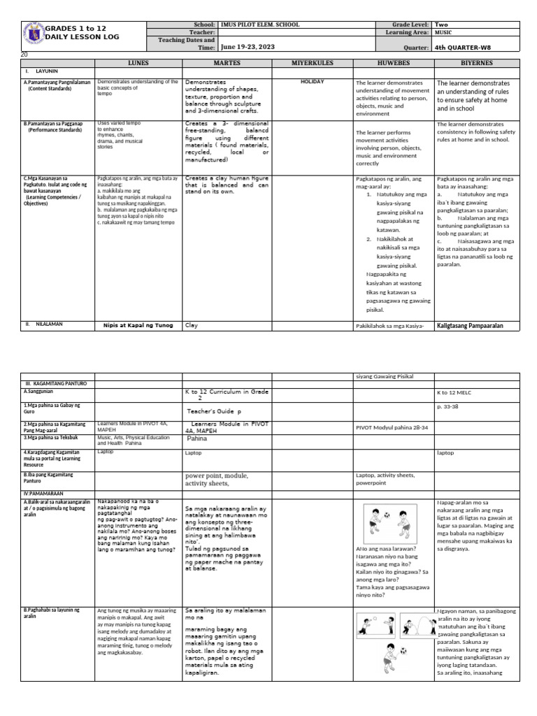DLL Mapeh Q4 W8 | PDF