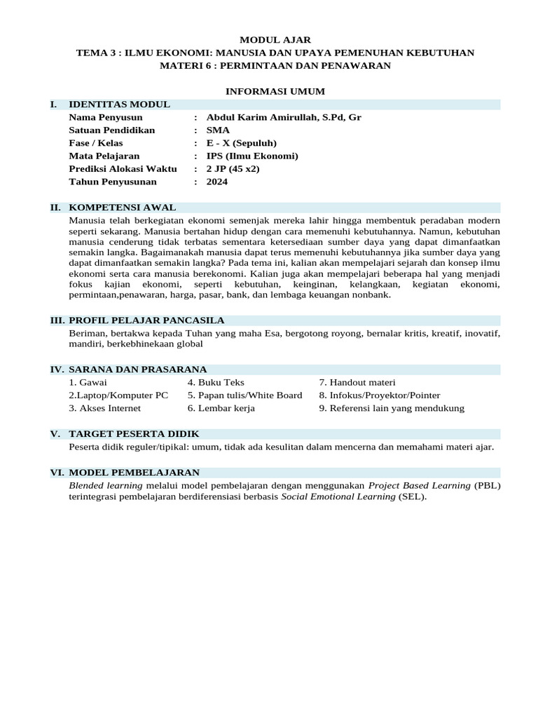 Materi 6 - Permintaan Dan Penawaran | PDF