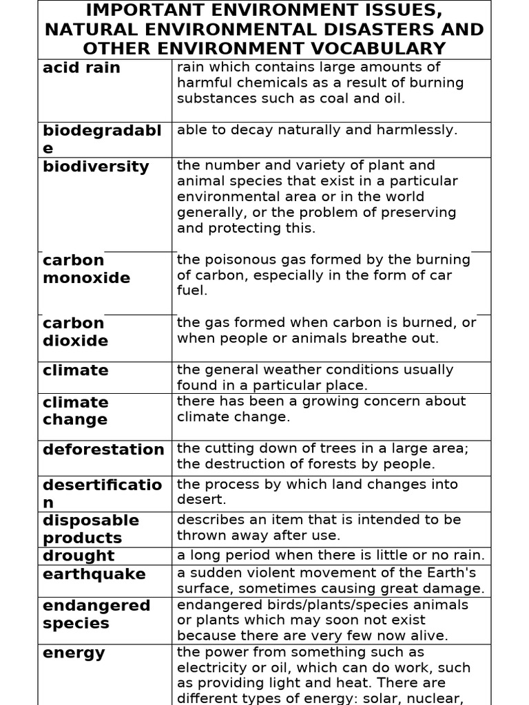 Environmental Problems Reading Comprehension Exercises - 141994 | PDF