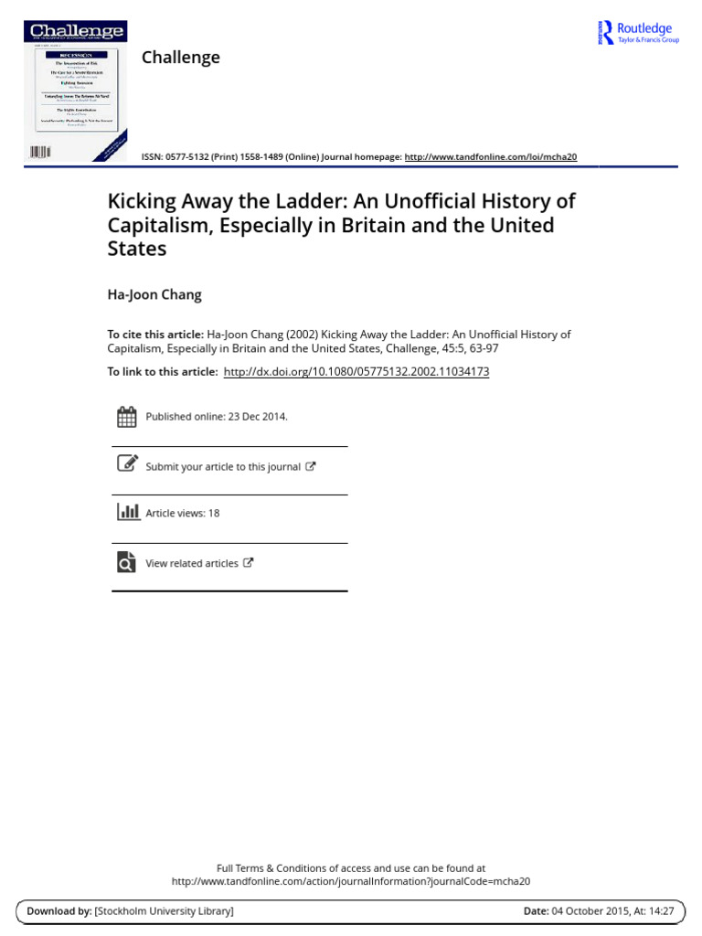 Kicking Away The Ladder An Unofficial History of Capitalism Espe 2002 ...