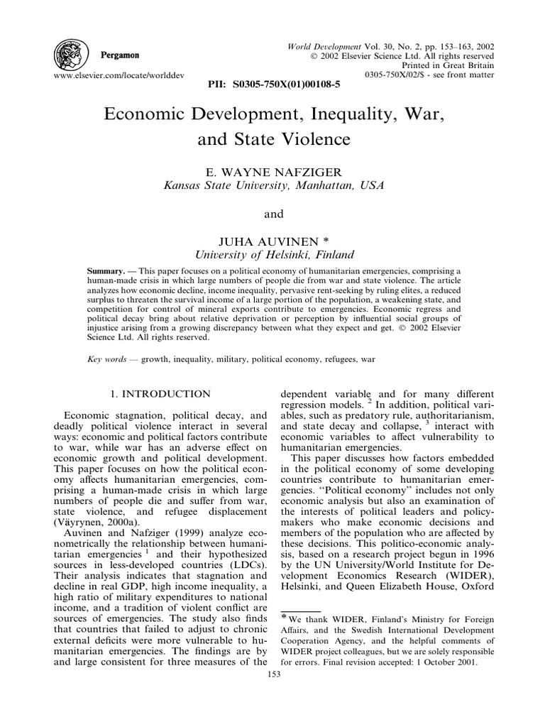 Economic development, inequality, war, and state violence | PDF ...