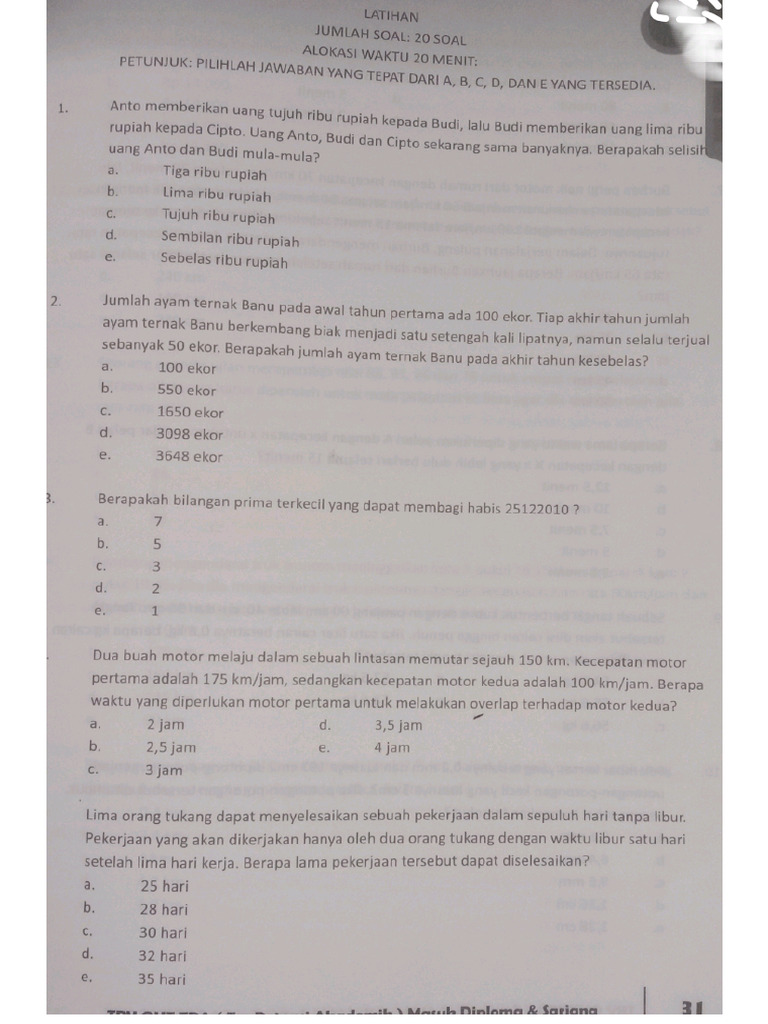 TIU 5 mtk dasar | PDF