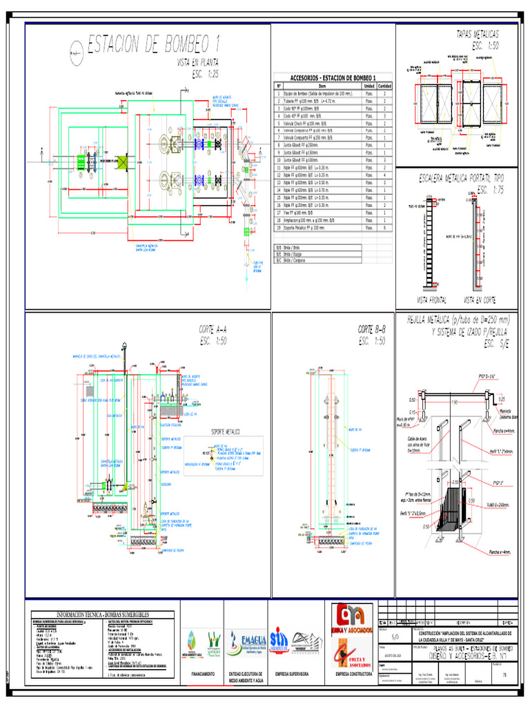 Planos Estaciones de Bombeo | PDF | Ingeniero civil