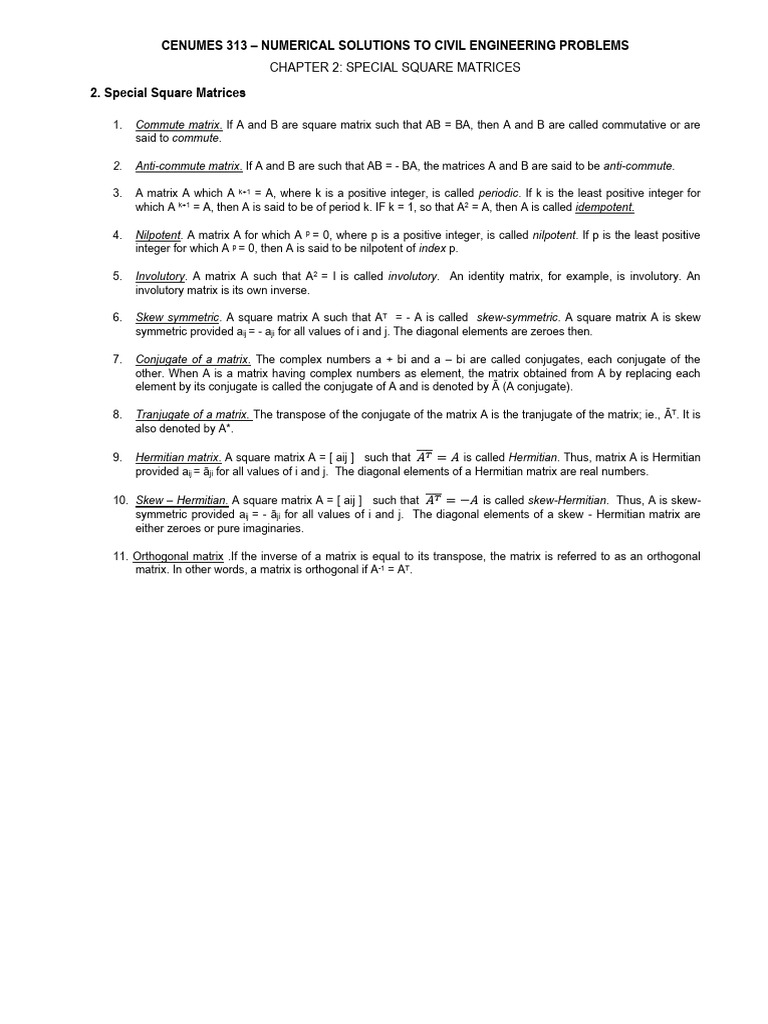 MODULE 02 Special Square Matrices | PDF